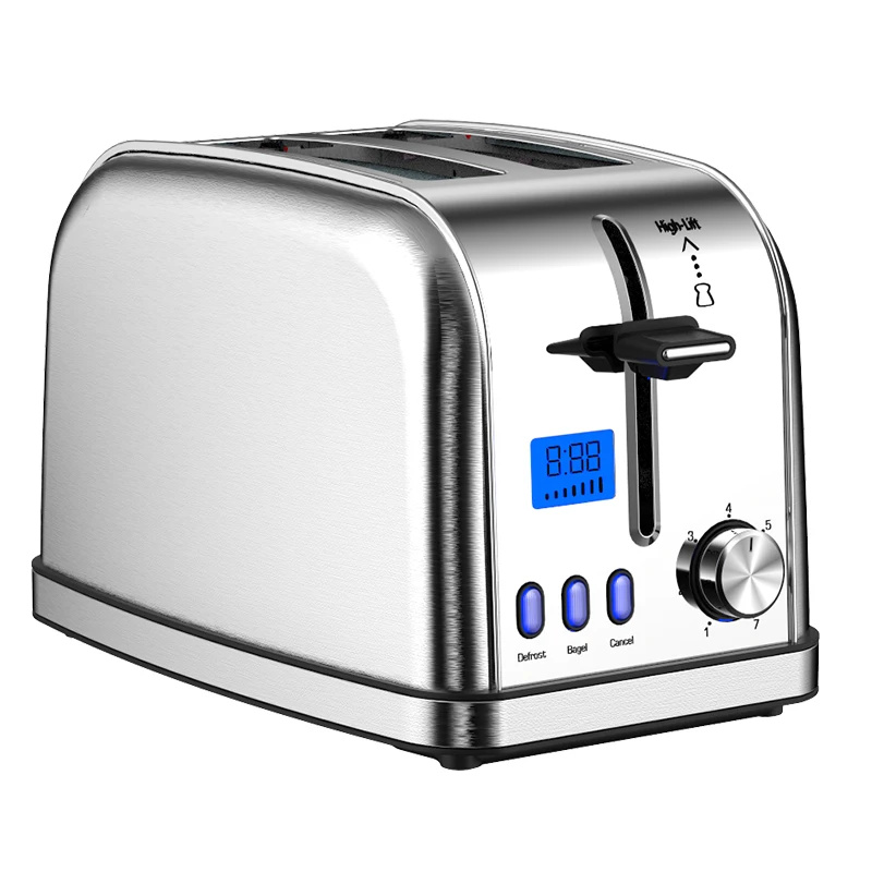 Full Stainless Steel 2 Slice Multi-Functional Retro Toaster Smart Led ...